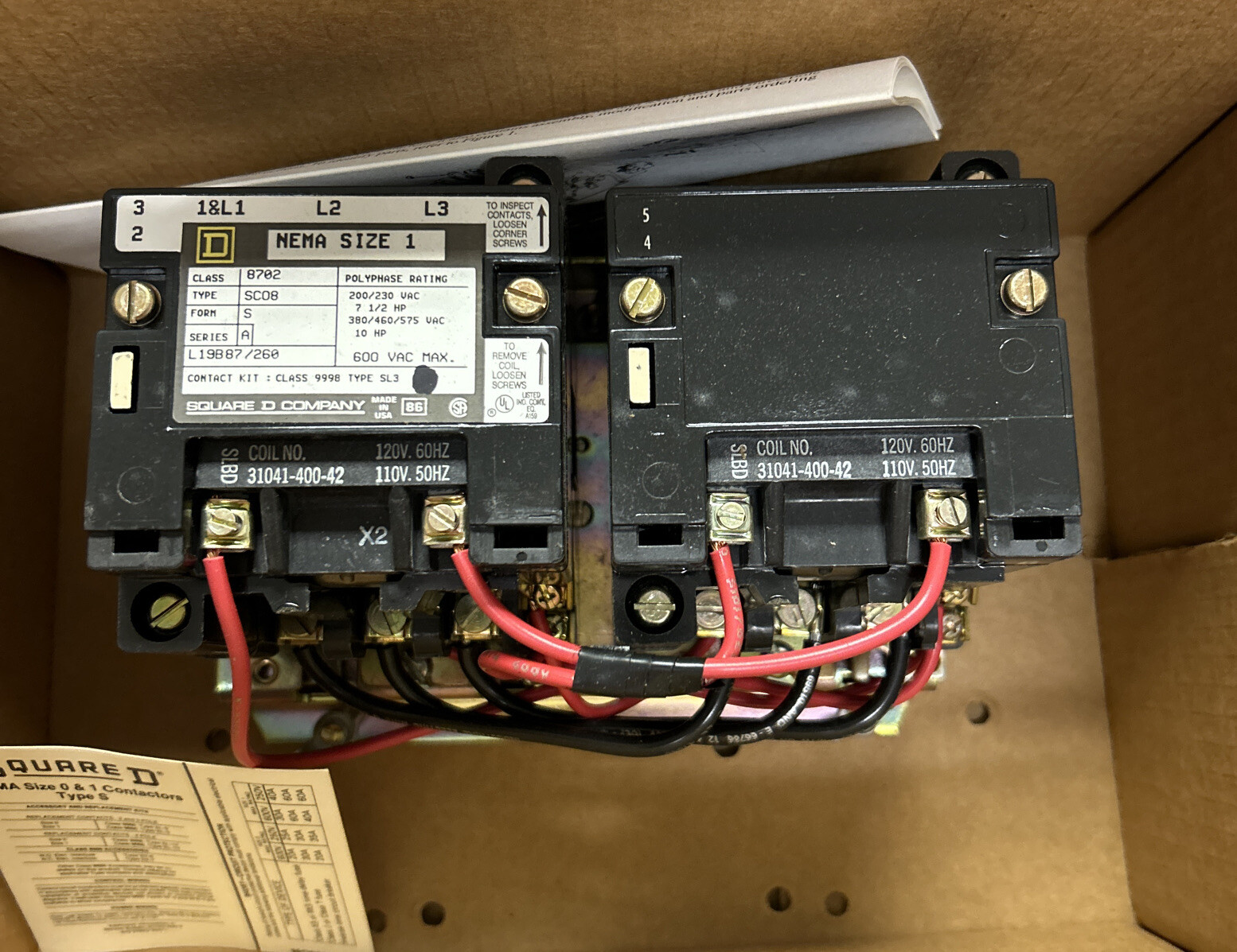 SQUARE D,8702SCO8V02S,AC REVERSING MAGNETIC CONTACTOR SIZE 1 NEW | eBay