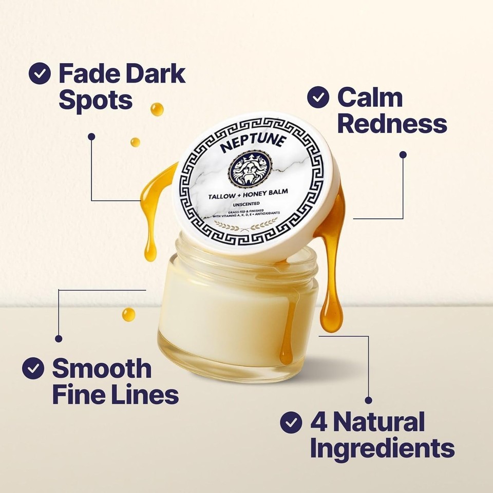 Neptune Tallow & Honey Anti-Aging Balm - With Manuka Honey, Grass Fed ...
