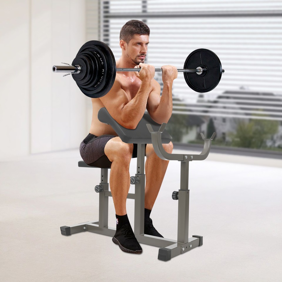 Preacher Curl Bench Biceps Bench Adjustable Strength Training Bench for ...
