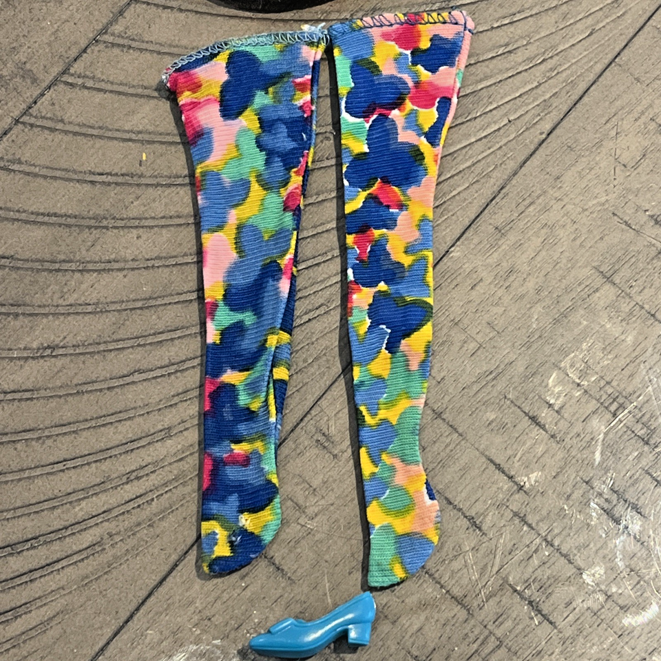 Rare Vintage Barbie Doll #1809 Mini Prints Mod Dress Tights blue shoe ...