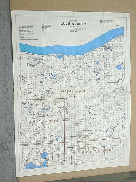 Large 1975 Road Map of Luce County, Michigan | eBay
