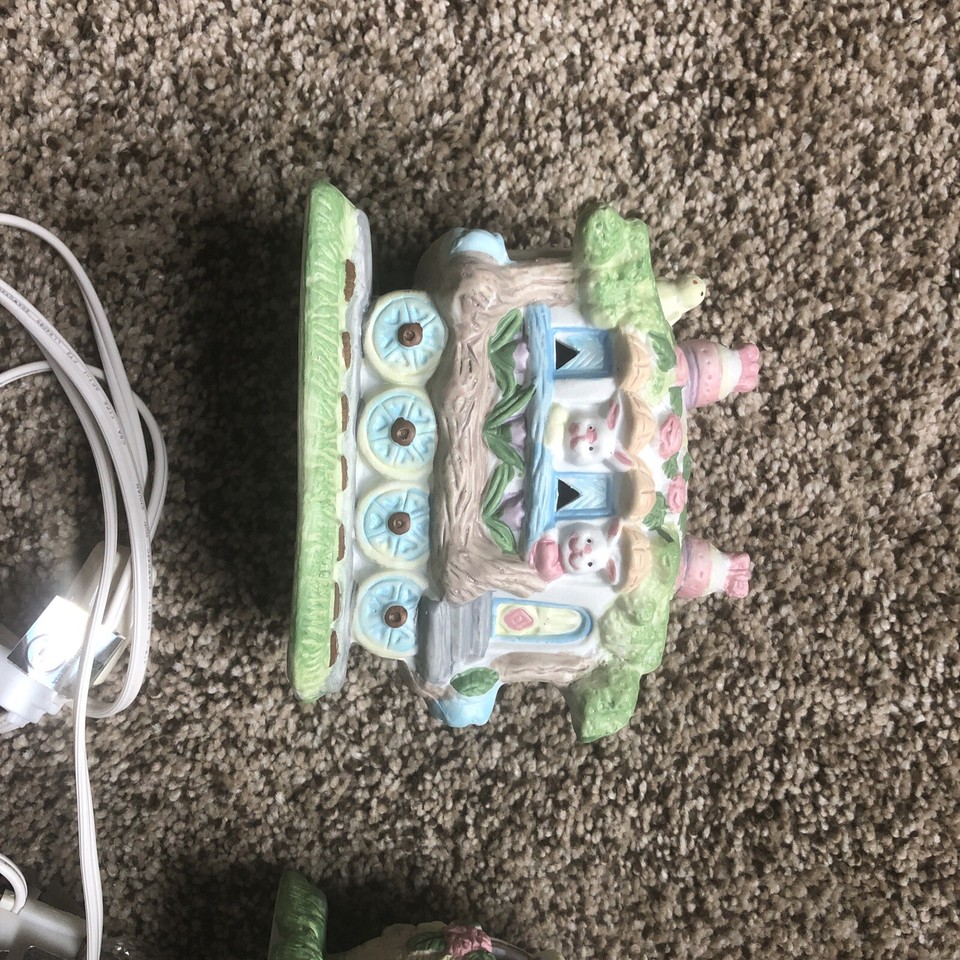 Vintage 3 Pc Lighted Easter Bunny Train Parade Ceramic | eBay