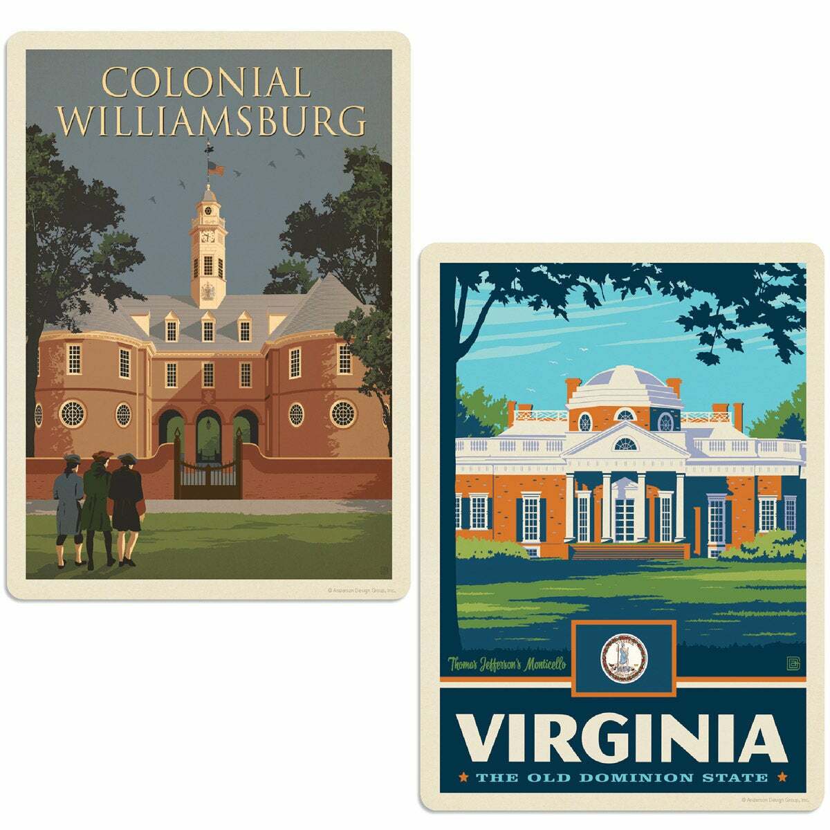 Colonial Williamsburg Virginia Monticello Sticker Set of 2 Decals | eBay