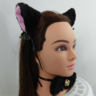 Cat Ears Headband And Bow Necktie Halloween Costume Dress Up Bells ...