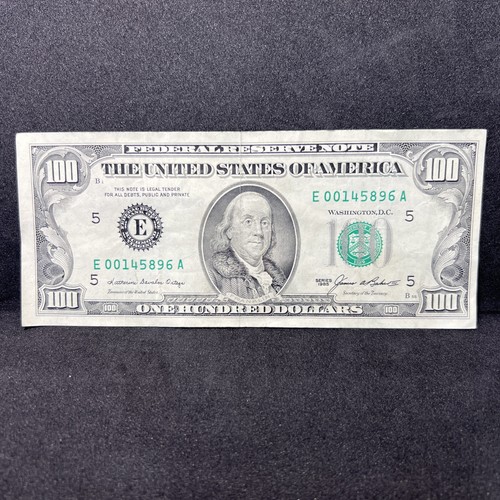 Series 1985 US One Hundred Dollar Bill $100 Richmond E 00145896 A small ...