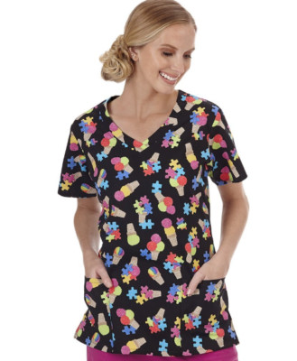 {MED} BIO Medical Uniform Scrub Top Sweet Treat V-Neck | eBay