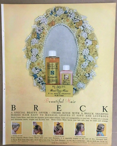 Breck shampoo hair print ad 1960 retro 1960s vintage photo art decor ...
