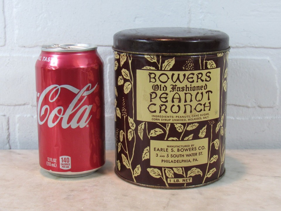 Bowers Old Fashioned Peanut Crunch Tin String Holder Earle S Bowers ...