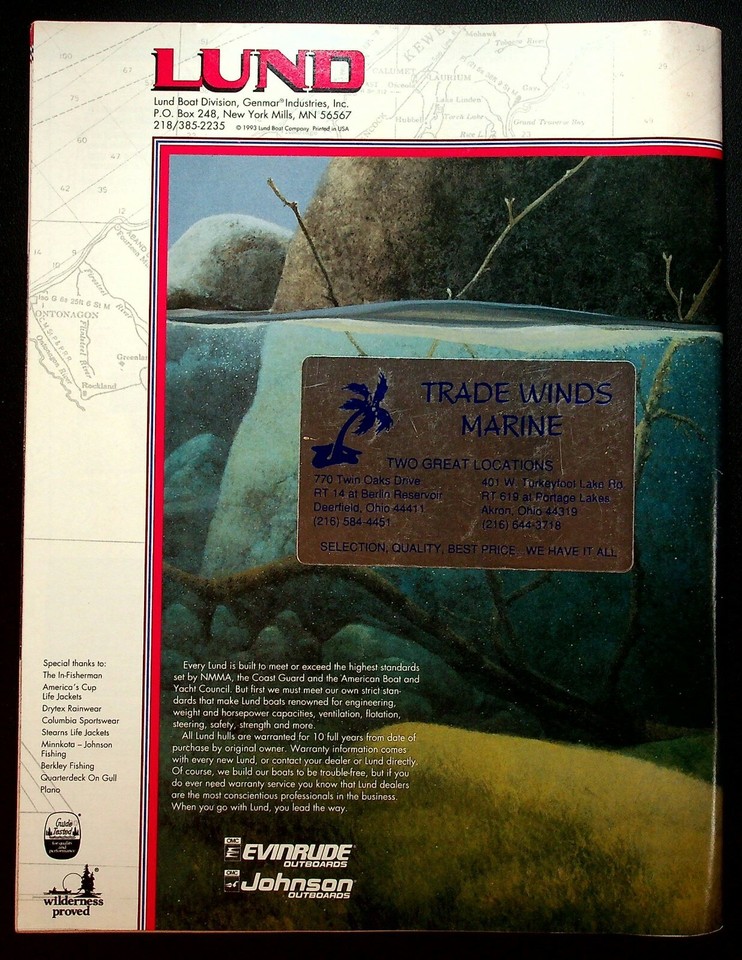 VINTAGE 1994 Lund Fishing Boats Sales Brochure 2450 Genmar 2100 Baron ...