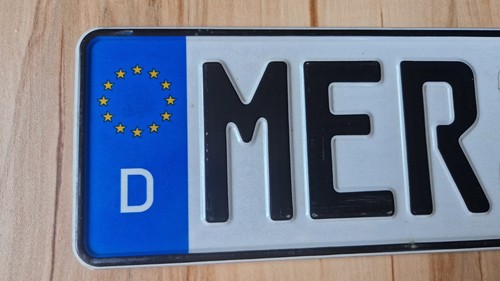 Authentic German LICENSE PLATE Read Merci French Thanx+1 frame Read ...