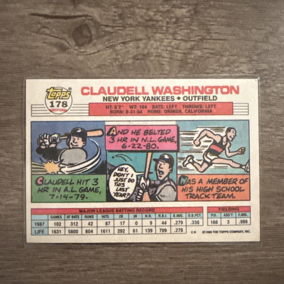 CLAUDELL WASHINGTON 1988 TOPPS BIG CARD #178 | eBay