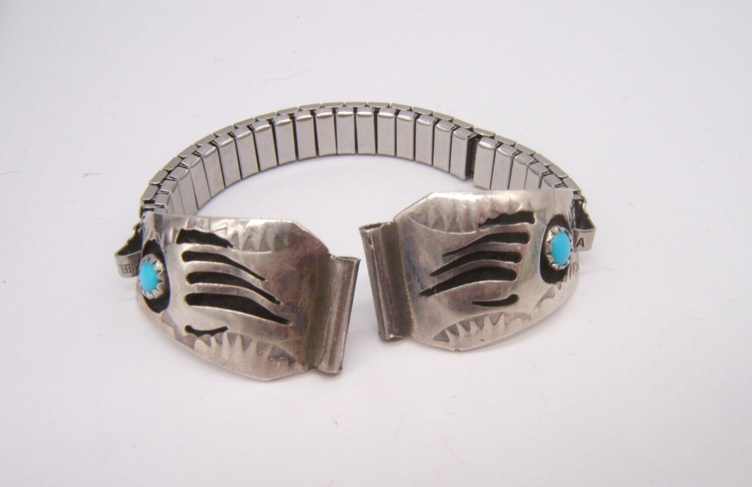 VINTAGE STERLING SILVER WATCH BAND ENDS BY PEARLENE SPENCER BEAR CLAWS ...