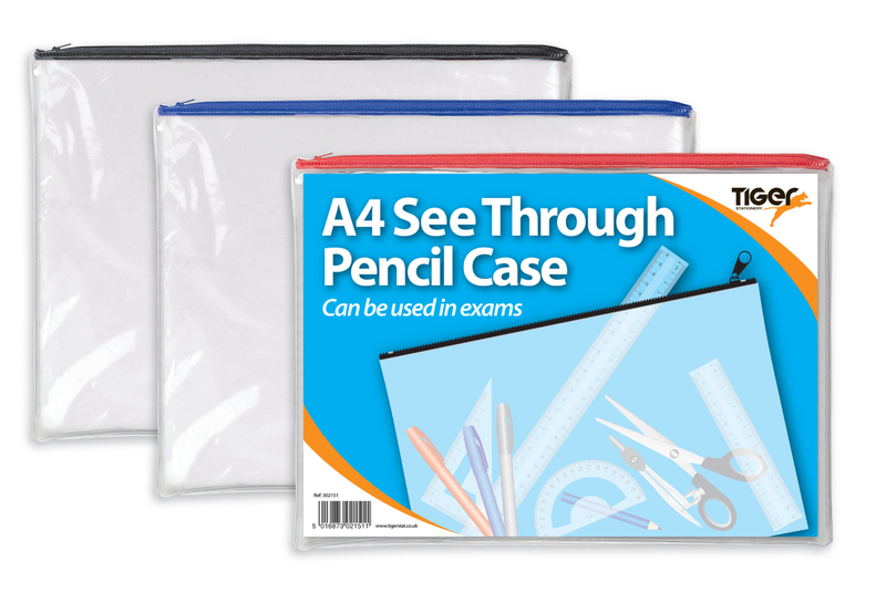 PENCIL CASE A4 SEE THROUGH School Clear Exam Pencil Case | eBay UK