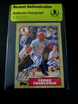 Terry Pendleton 1987 Topps #8 Signed Autographed Cardinals Beckett BAS ...