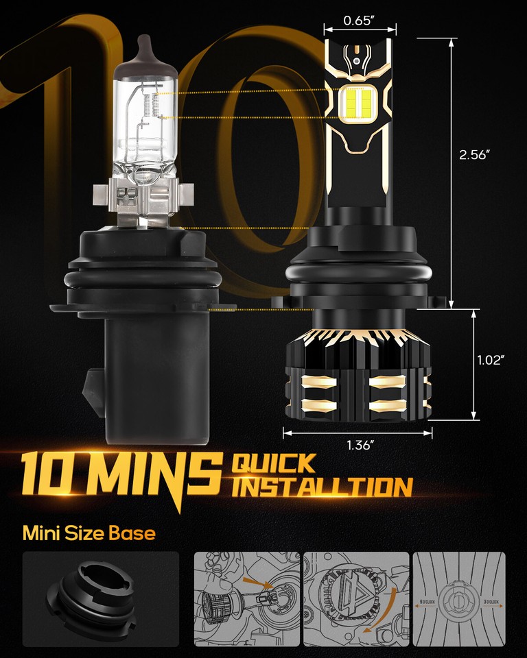 AUXBEAM 9004 HB1 LED Headlight Hi/Lo Beam for Dodge Ram 1500 2500 3500 ...