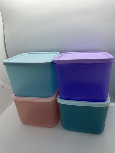 Tupperware Cubix Square Round Pastel Set Of Four x 1L Containers | eBay ...