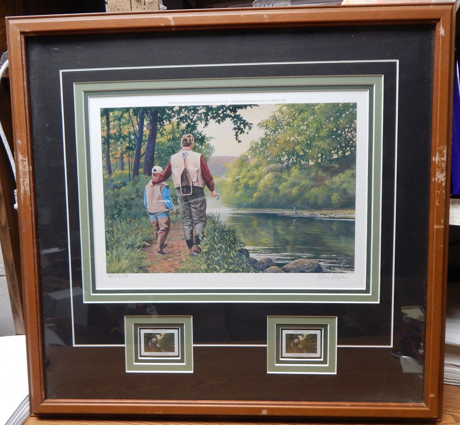 CHRIS LEEPER 2003 PA PENNSYLVANIA TROUT STAMP FRAMED PRINT 812/6175 ...