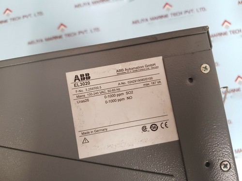 ABB EL3020 Continuous Gas Analyzer 3.259700.5 100-240VAC, 50-60HZ 187VA ...