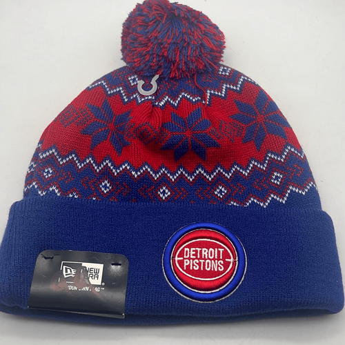 New Era NBA Detroit Pistons Snow burst Pom Cuffed Knit Mens warm Beanie ...