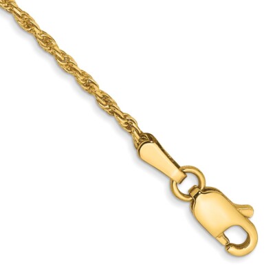 Real 14K Yellow Gold 1.3mm Solid Diamond Cut Machine-Made Chain ...