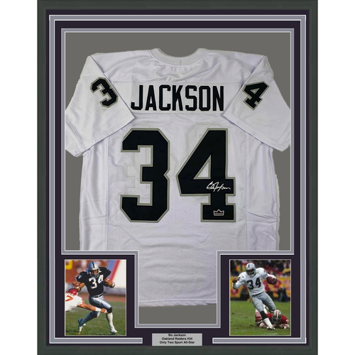 Framed Facsimile Autographed Bo Jackson 33x42 White Reprint Laser Auto ...