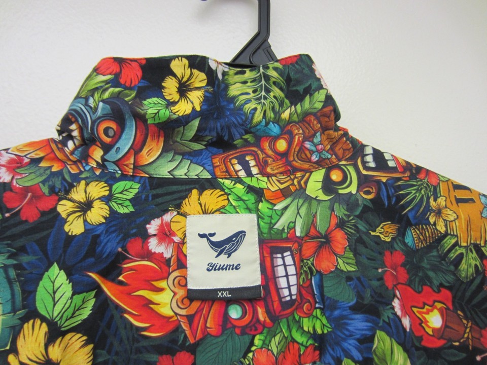 $99 Yiume Shirt Mens XXL Tiki Bar Short Sleeve Casual Hawaiian Yume | eBay