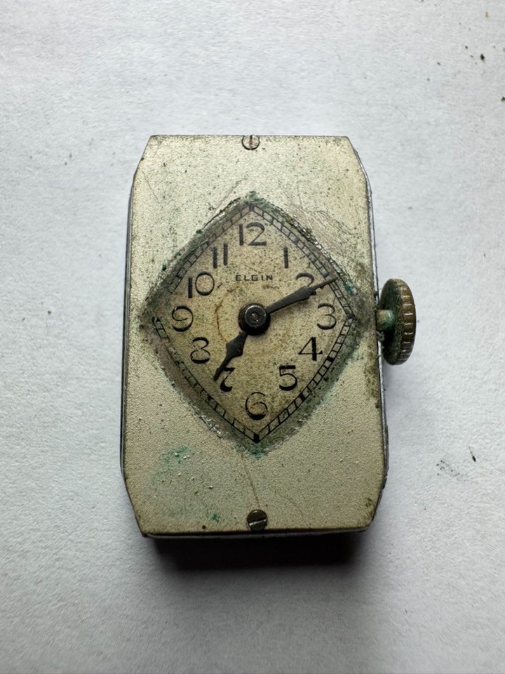 1930s Art Deco Elgin Mechanical Ladies Watch Nickel Case 12K GF Gemmex ...