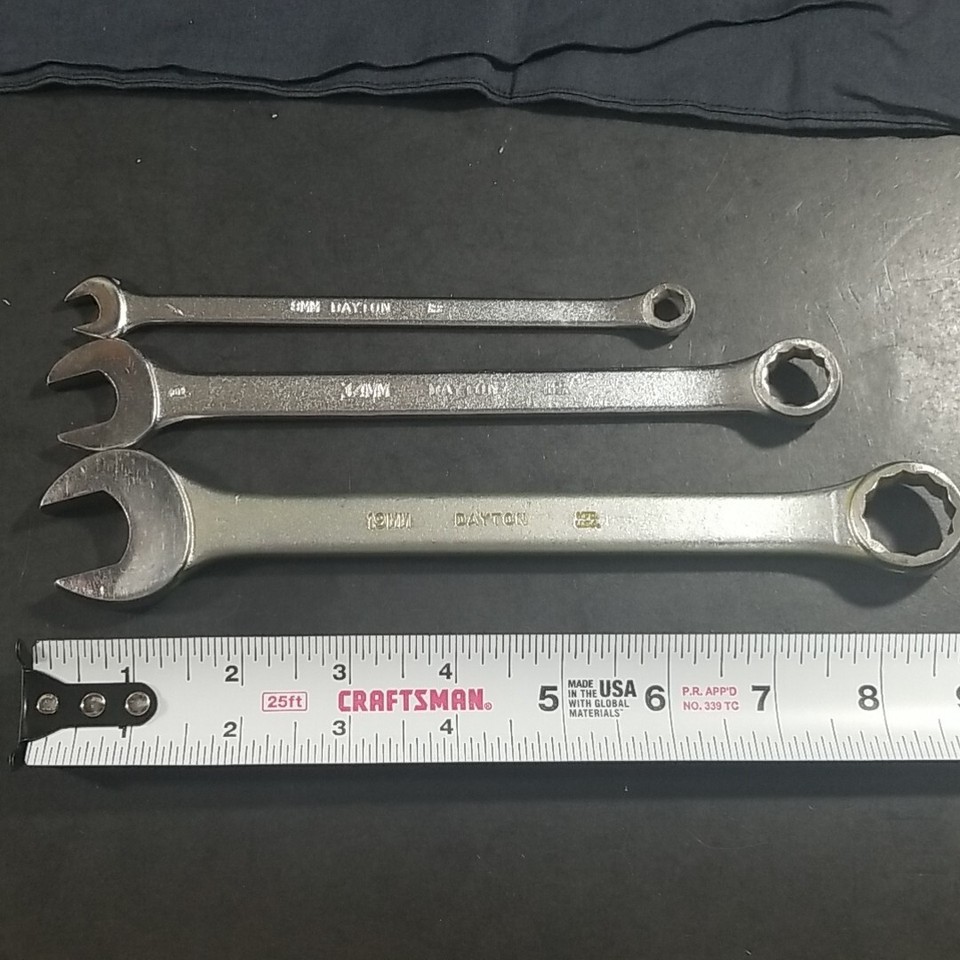 Dayton 12Pc Metric Combination Wrench Set Open Box End 8-19mm Pouch USA ...