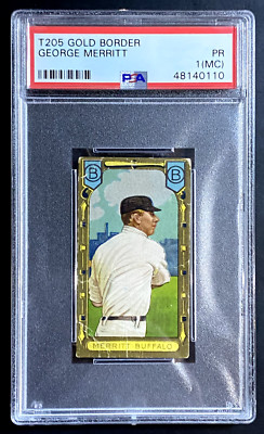 1911 T205 Gold Border George Merritt PSA 1(MC) Poor Hassan Minor League ...