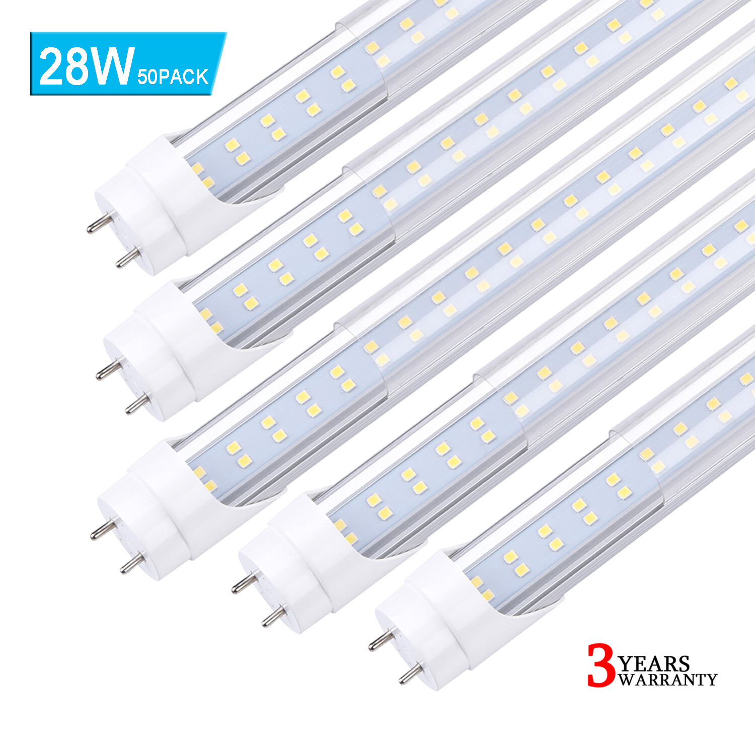 50 Pcs T8 4FT G13 Bi Pin 4' Led Tube Light Bulb 28W 4Foot Led Shop ...