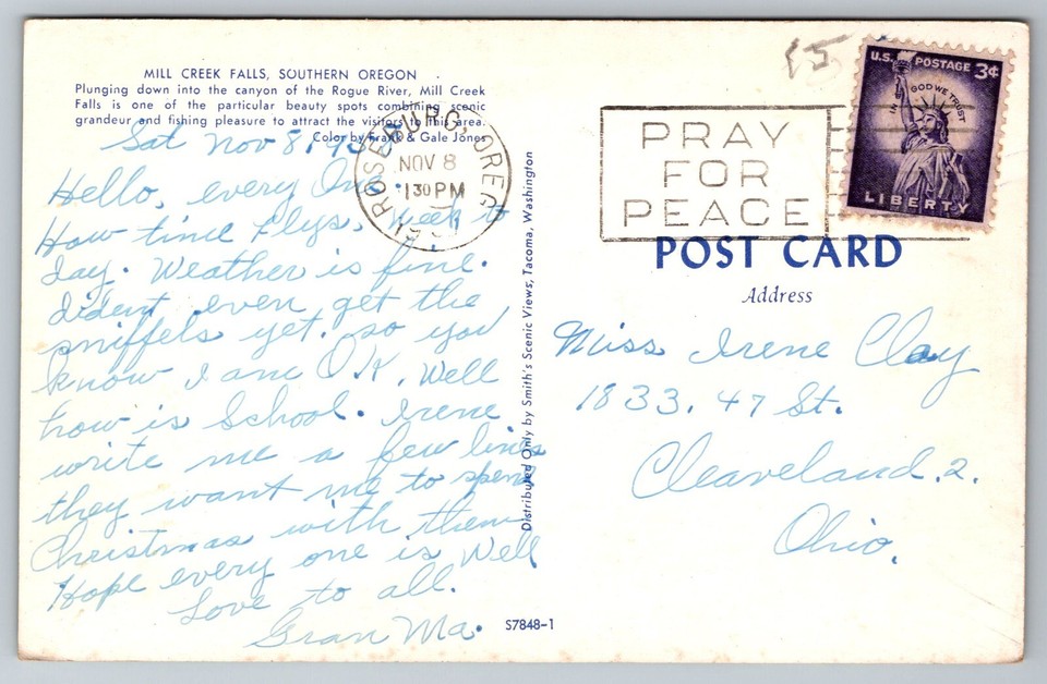 Postcard Mill Creek Falls Southern Oregon Rogue River Waterfall River ...