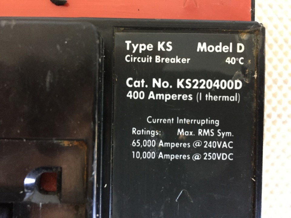 CUTLER HAMMER KS220400D 400 AMP 240 VOLT 2 POLE K FRAME BREAKER * | eBay