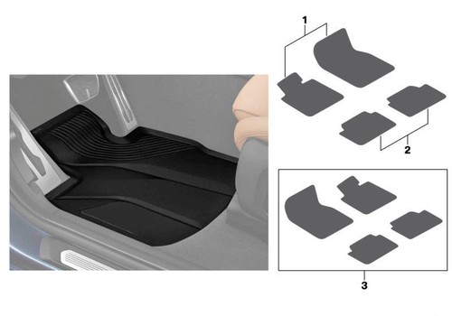 BMW Genuine Front + Rear All Weather Floor Mats Set Rubber X3 G01 ...