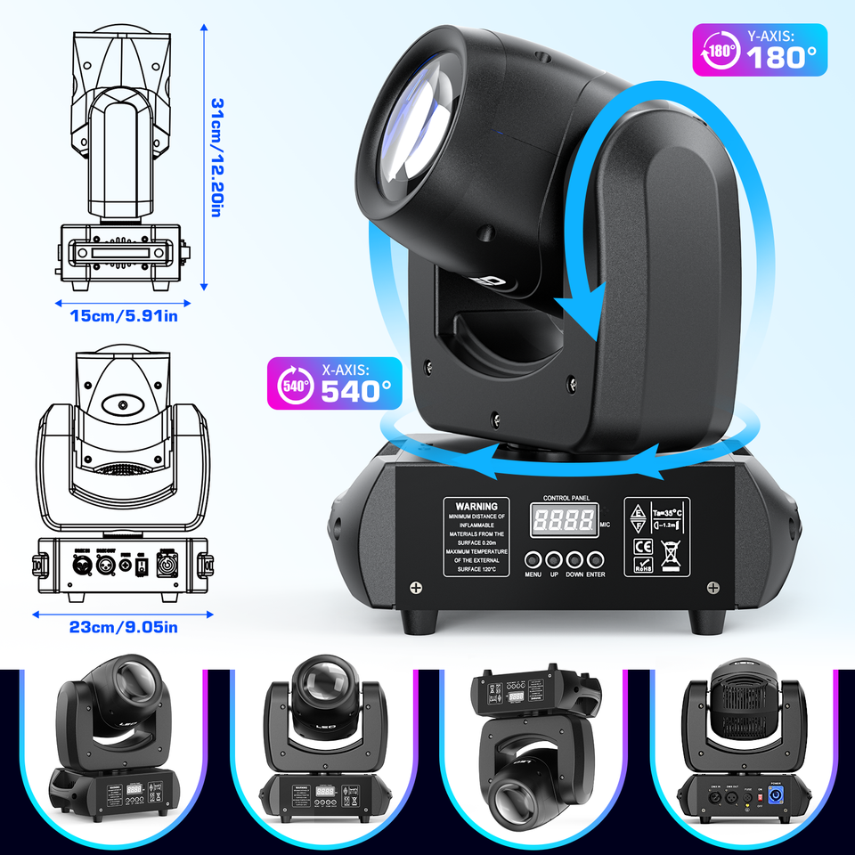 150W 18Prism LED Moving Head Light RGBW Gobo Beam Stage Lighting DJ ...