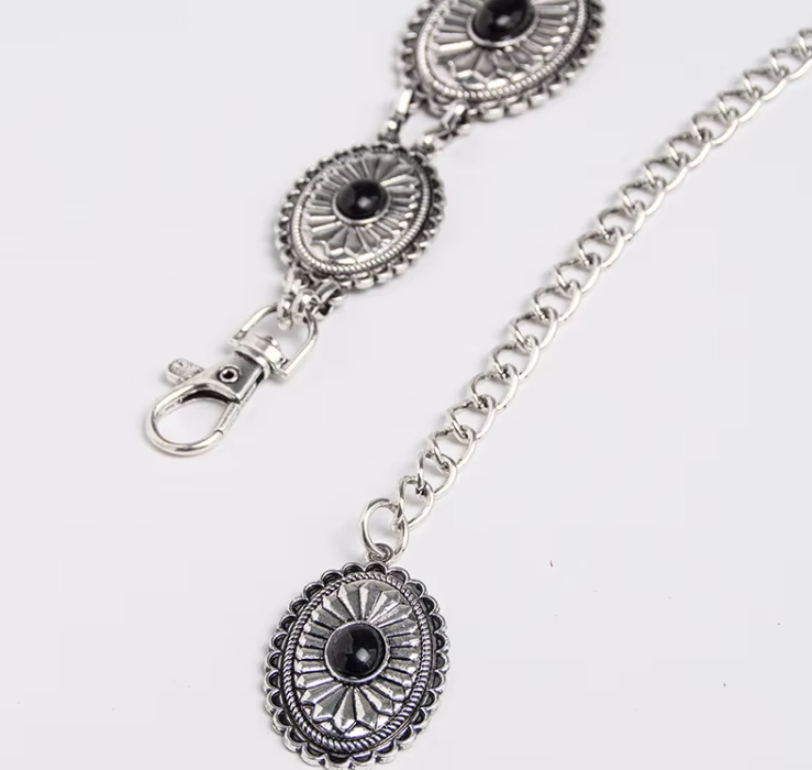 Western Concho Women Belt Silver Oval Medallion Boho Cowgirl Waist ...