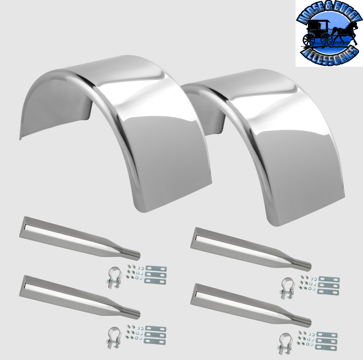 hogebuilt single axle fenders Stainless Steel 83" Pair universal w ...