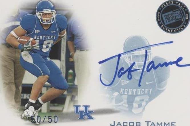 2008 Press Pass - Signings Jacob Tamme #PPS-JT Blue /50 (AU, RC) for ...