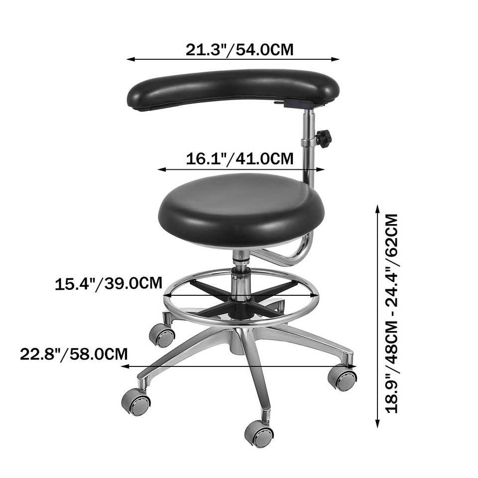 Uimoso Dental Assistant PU 360° Rotation Medical Chair Armrest Waist ...
