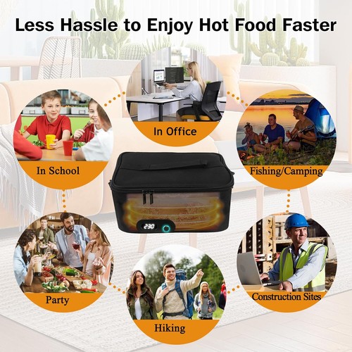 12V/24V 2-in-1 Portable Oven Electric Lunch Box Food Heater for Reheat ...