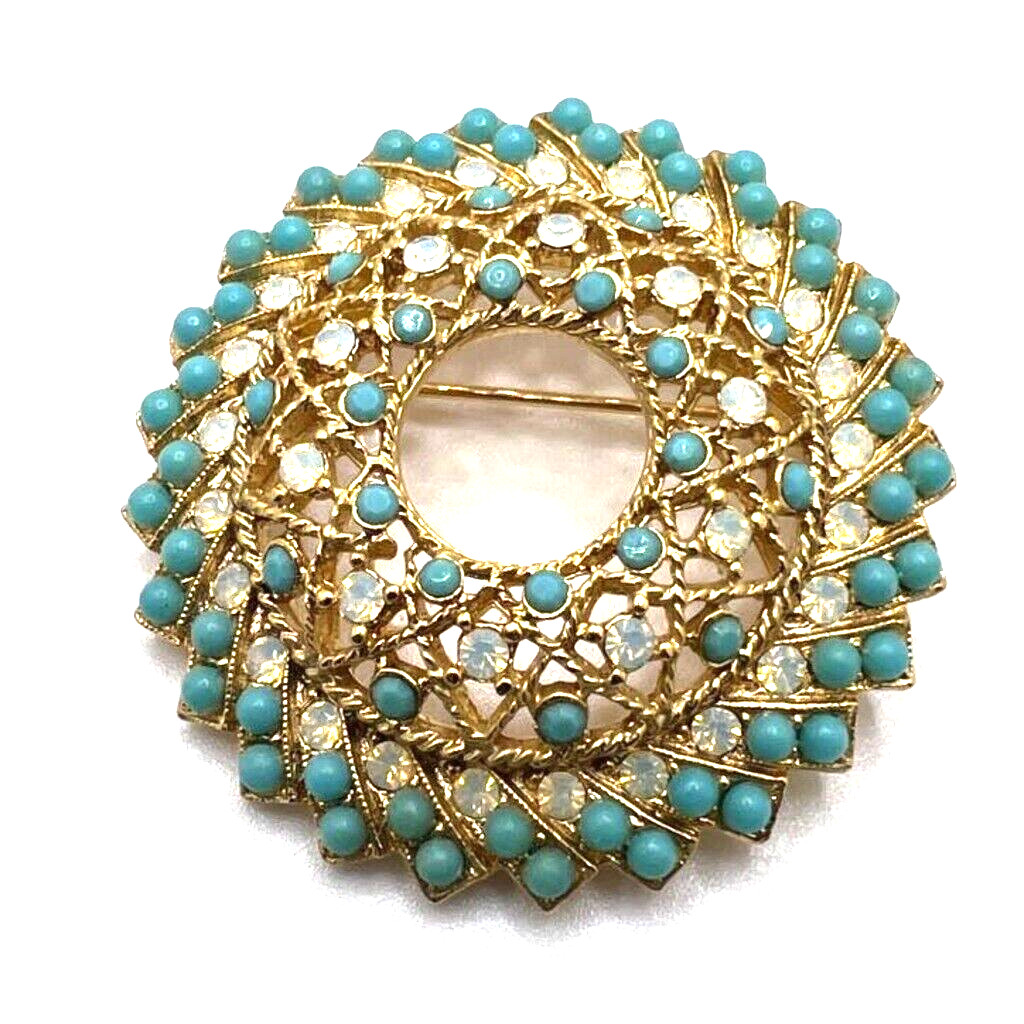 VTG 1960's SARAH COVENTRY Simulated Turquoise 2" Roun… - Gem