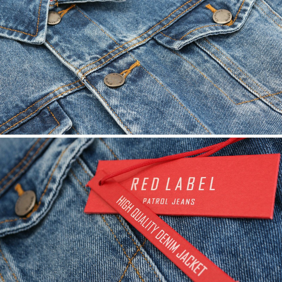 Men’s Red Label Premium Faded Denim Cotton Jean Button Up Slim Fit ...