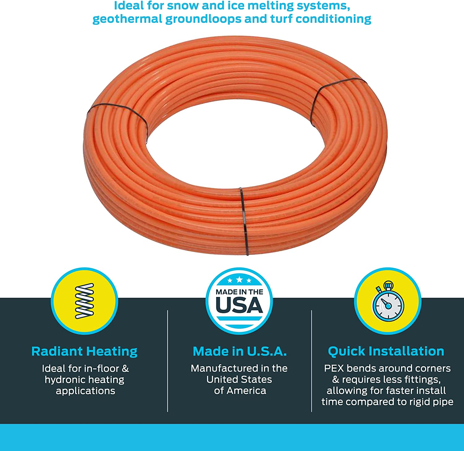 1/2 Inch X 1000 Feet Orange PEX Pipe, Oxygen Barrier Flexible Water ...