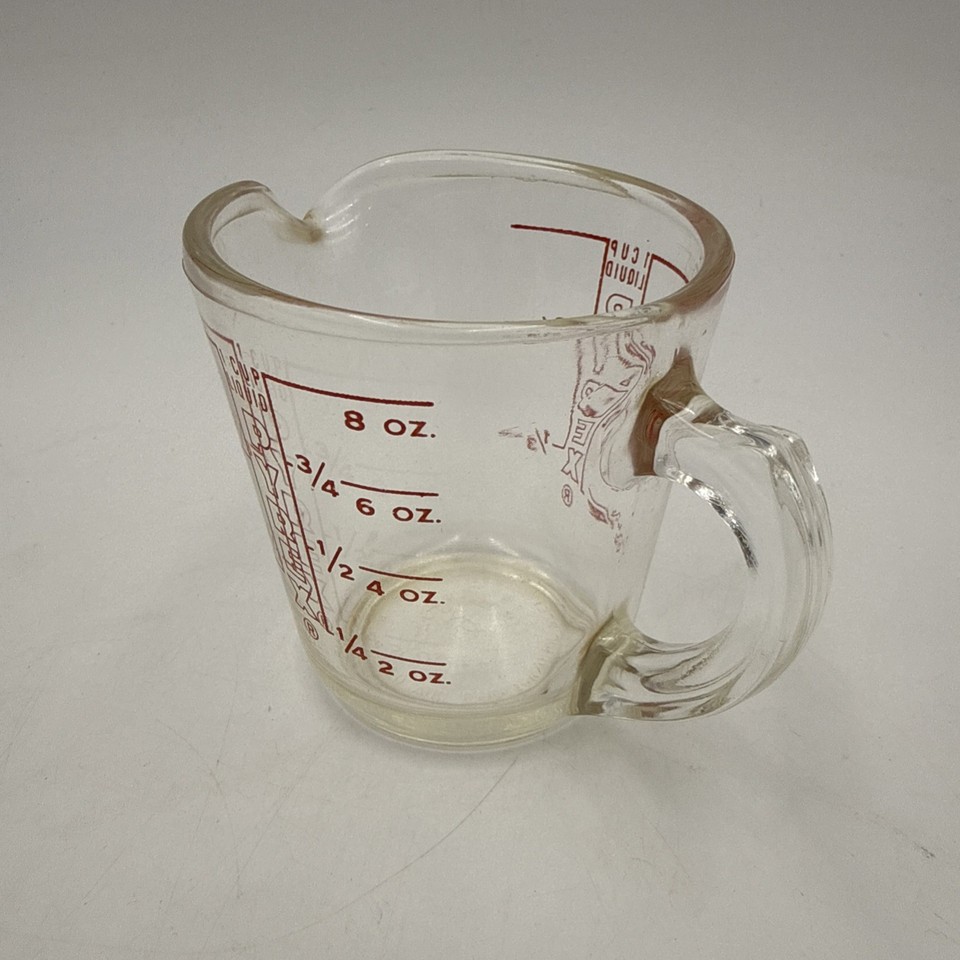 Pyrex 1 Cup Measuring Cup 508 Red Lettering Closed D Handle USA Vintage ...