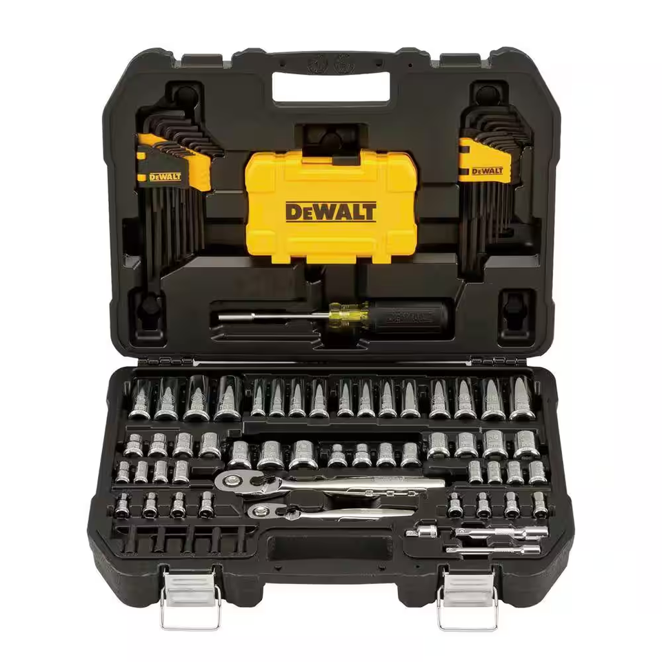 DEWALT Driver Bits Ratchet Socket Hex Keys Mechanics Tool Set Chrome ...