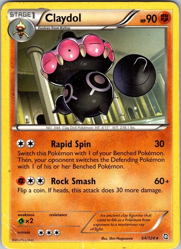 Pokemon TCG Claydol B&W Dragons Exalted 64/124 Regular Rare Card Played ...