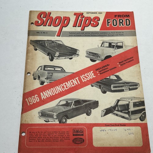 1965 Ford Shop Tips Manual Vol 3 No 6 September 1966 Bronco ...
