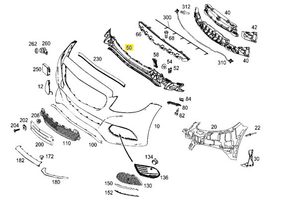 Genuine Mercedes-Benz C W205 Front Bumper Bottom Carrier Bracket ...