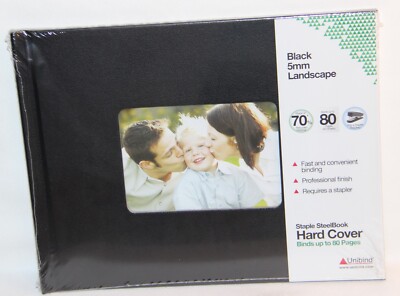 Unibind Staple SteelBook Hard Cover Black 5mm Landscape Binds 80 pages ...