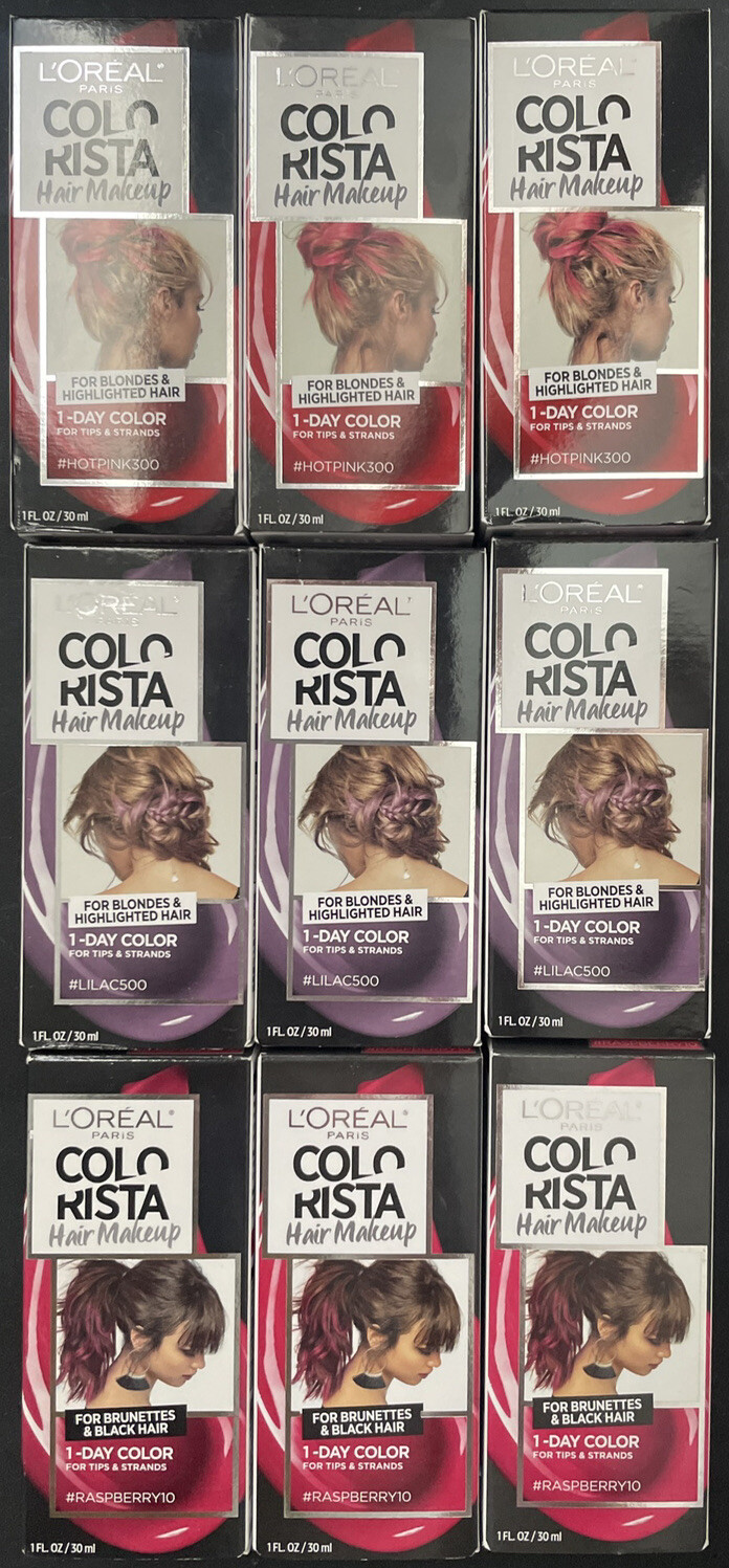 3x L’Oréal Colorista Hair Makeup, Choose: Raspberry 10, Lilac 500, Hot ...