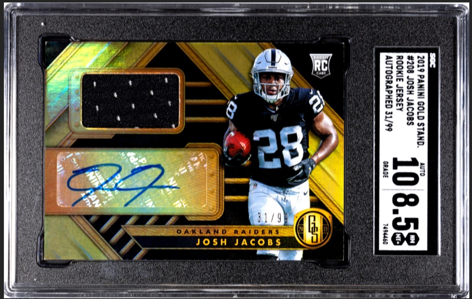 2019 Gold Standard #208 Josh Jacobs RPA Rookie Patch Auto /99 Raiders ...